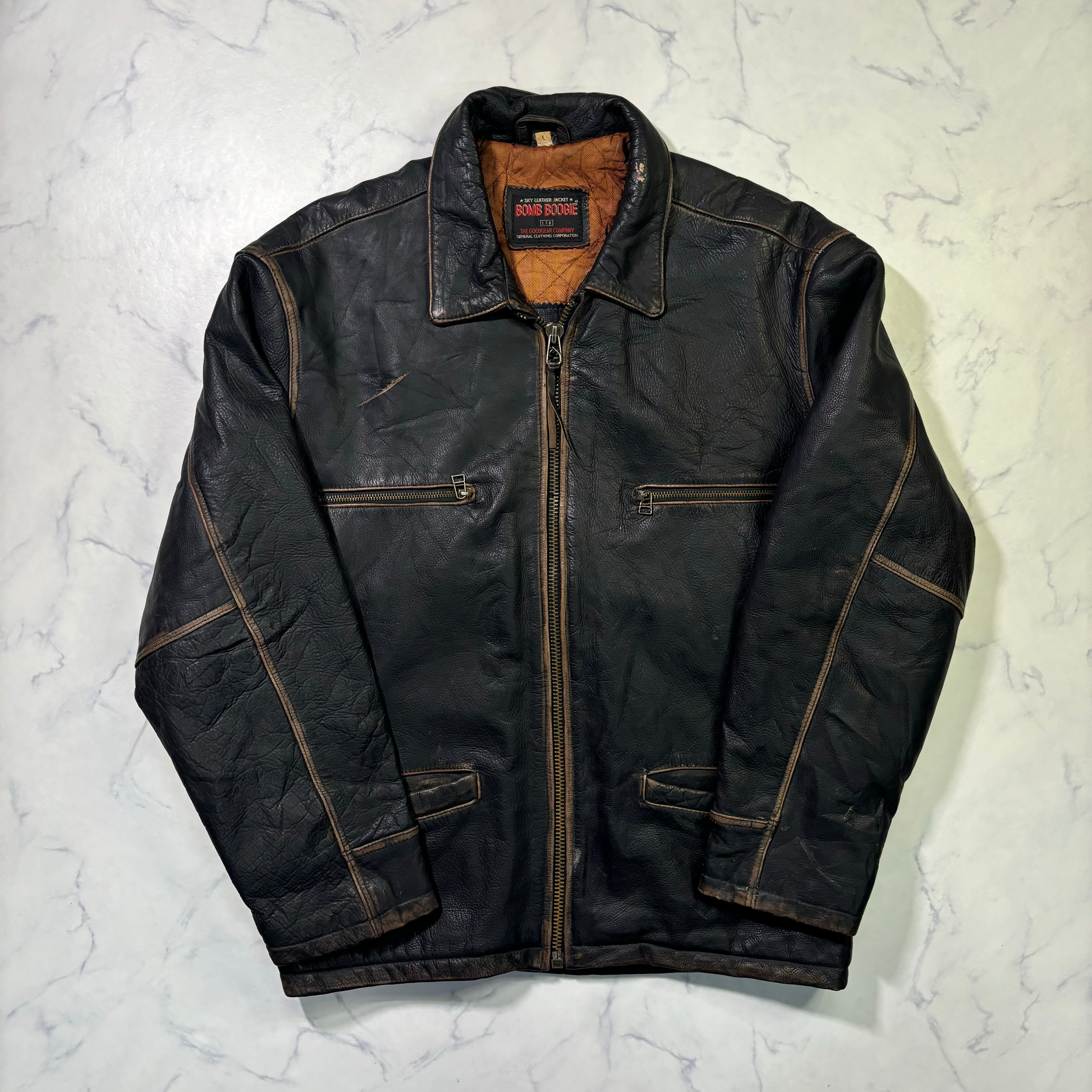 bomb boogie sky leather jacket – 古着倉庫 吾